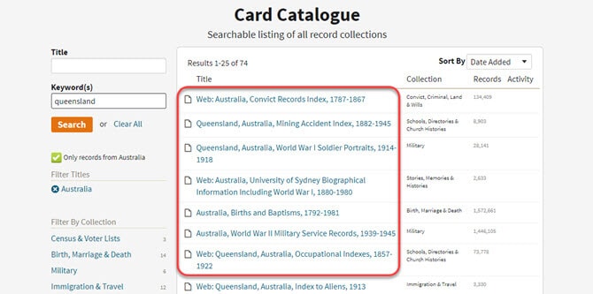 Finding Records in Australia