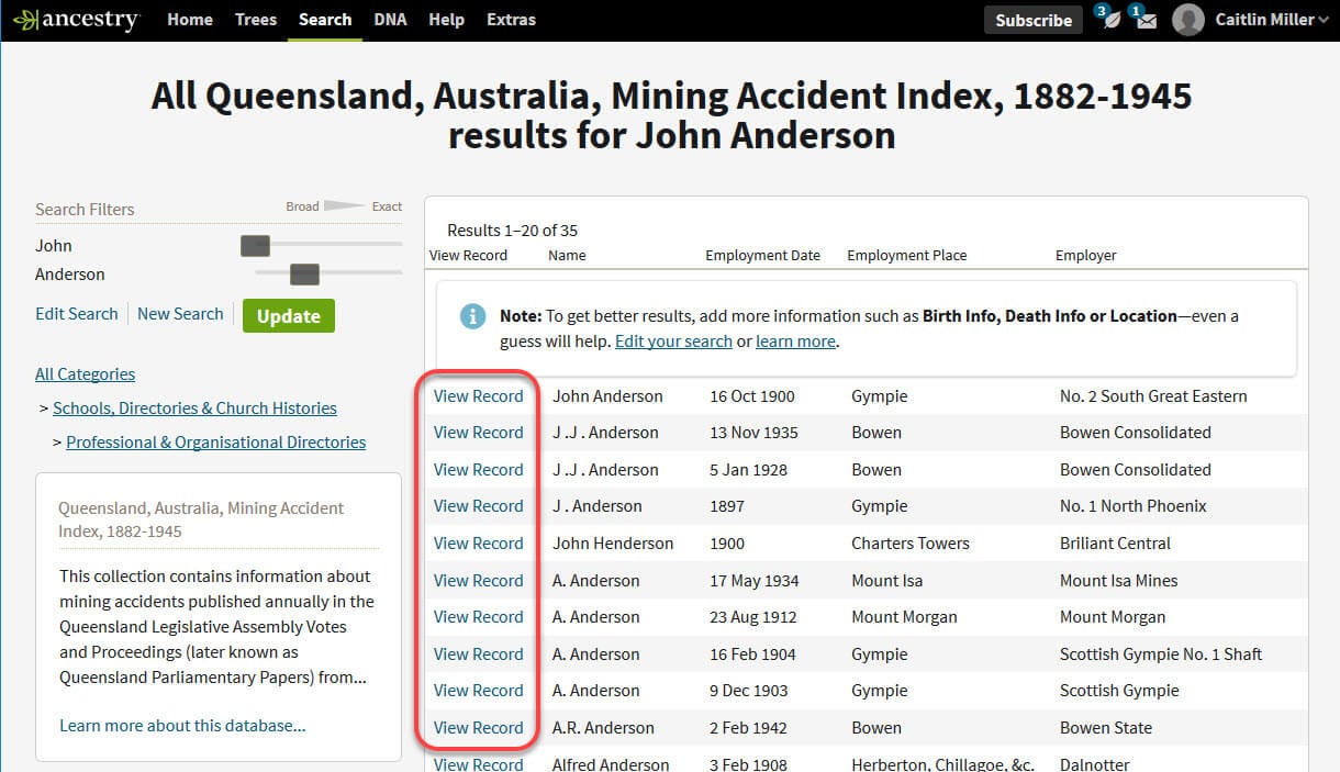 Finding Records in Australia