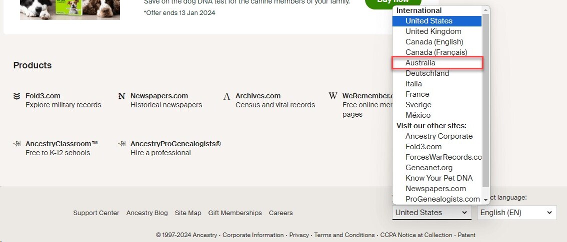 Changing the Language on Ancestry®
