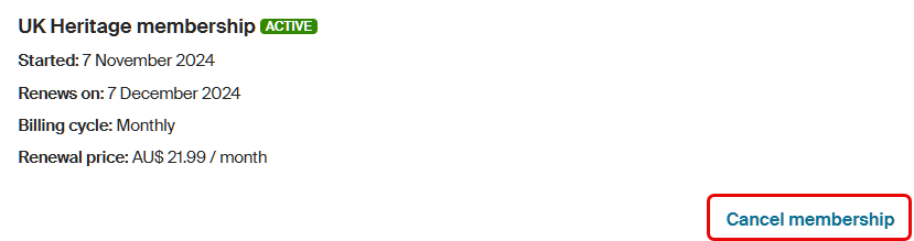 Cancelling a Membership