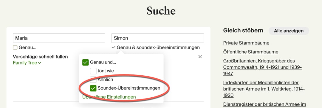 Suchen mit Soundex