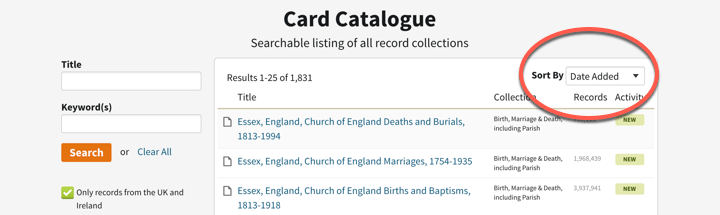 Using the Card Catalogue
