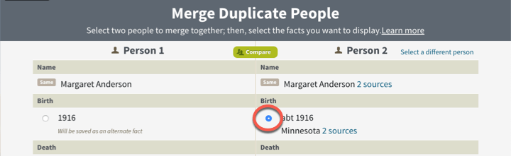 Merging Duplicate People