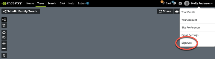 Signing in to and out of Your Ancestry® Account