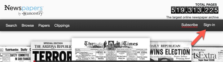 Signing in to Fold3® and Newspapers.com™