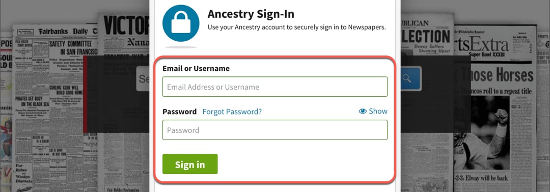 Signing in to Fold3® and Newspapers.com™