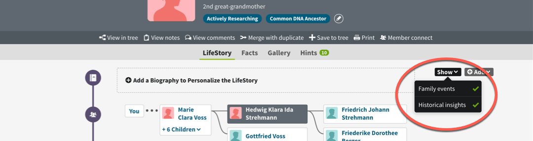 Editing or Printing a LifeStory
