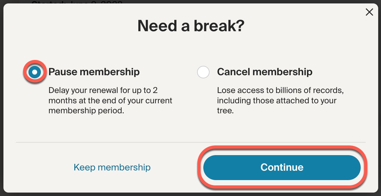 Pausing a Membership