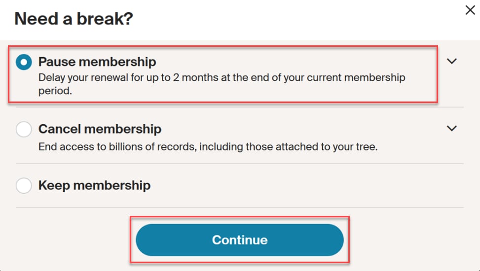 Pausing a Membership